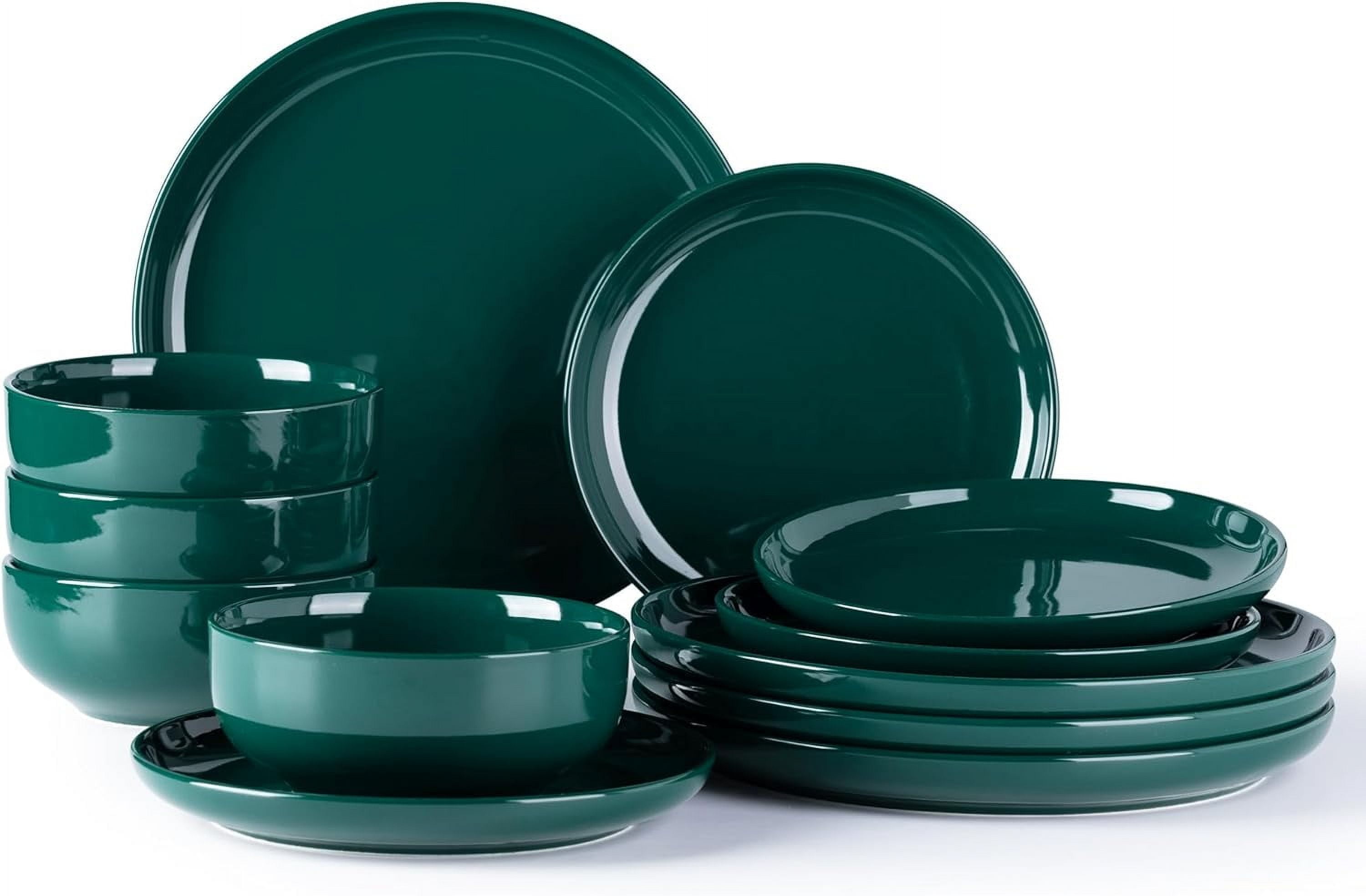 Ceramic Dinnerware Sets for 4,Porcelain Plates and Bowls Sets, Scratch ...