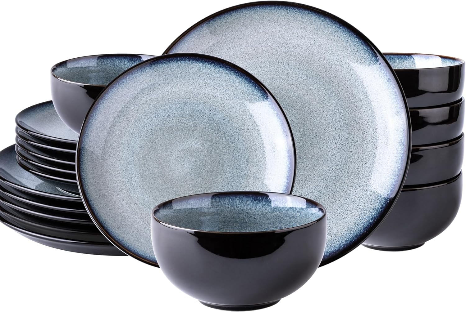 Ceramic Dinnerware Sets for 6,Stoneware Plates and Bowls Sets,Handmade ...