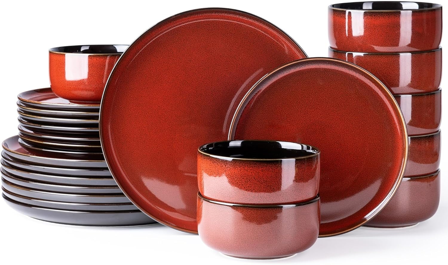 Ceramic Dinnerware Sets for 8,Plates and Bowls Sets,Handmade Reactive ...