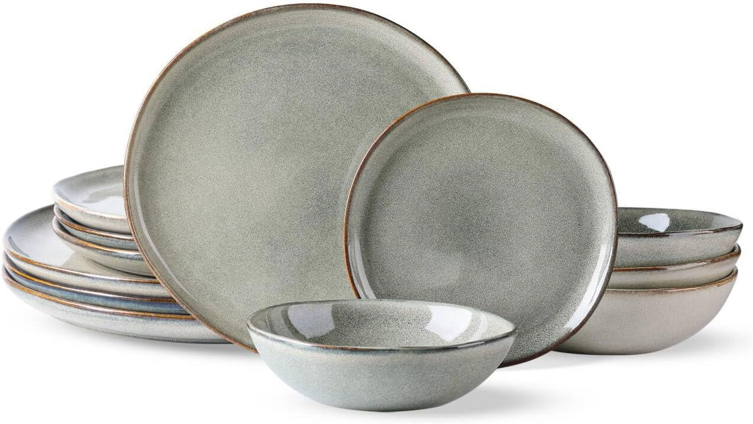 Ceramic Dinnerware Sets,Handmade Reactive Glaze Plates and Bowls Set ...