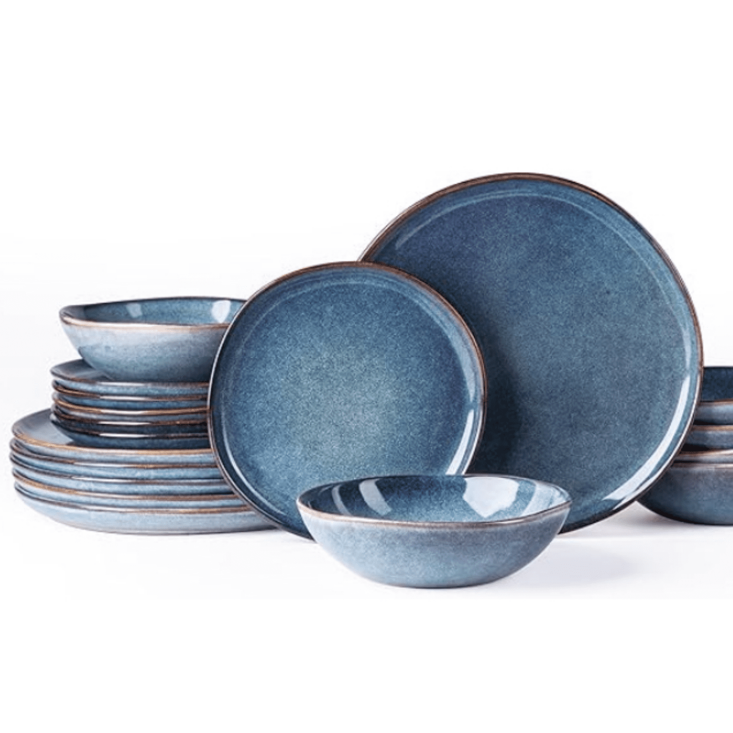Ceramic Dinnerware Sets,Handmade Reactive Glaze Plates and Bowls Set ...