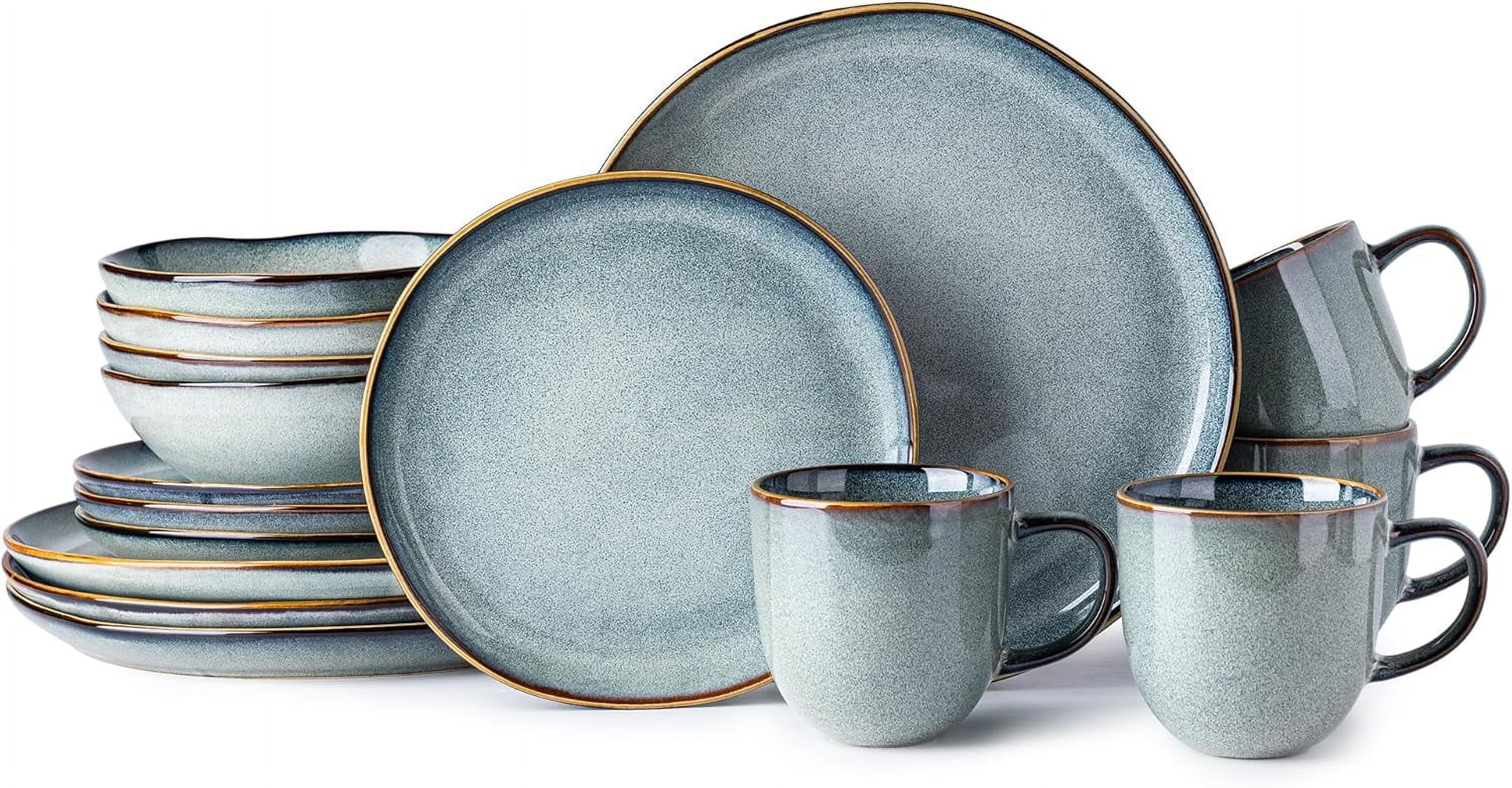Ceramic Dinnerware Sets,Handmade Reactive Glaze Stoneware Plates and ...