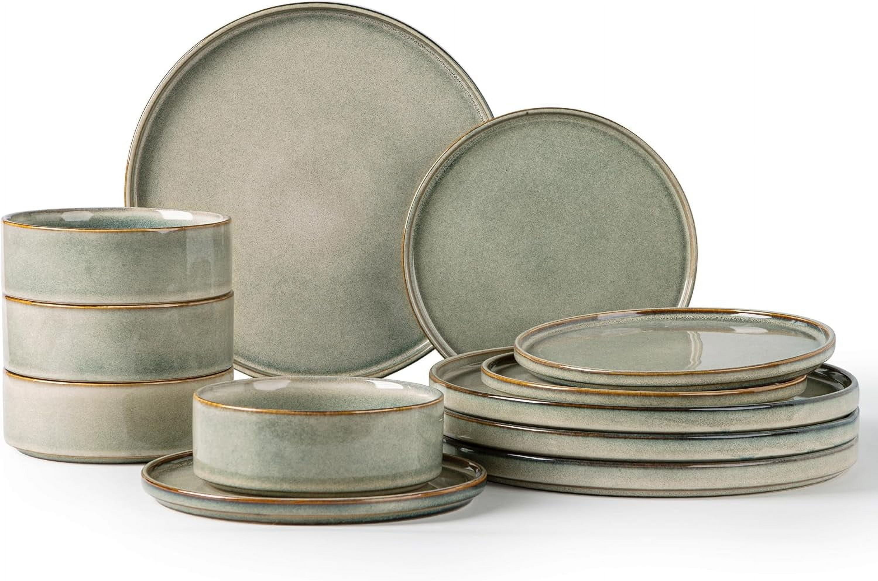 Ceramic Dinnerware Sets, Handmade Reactive Glaze Plates and Bowls Sets ...