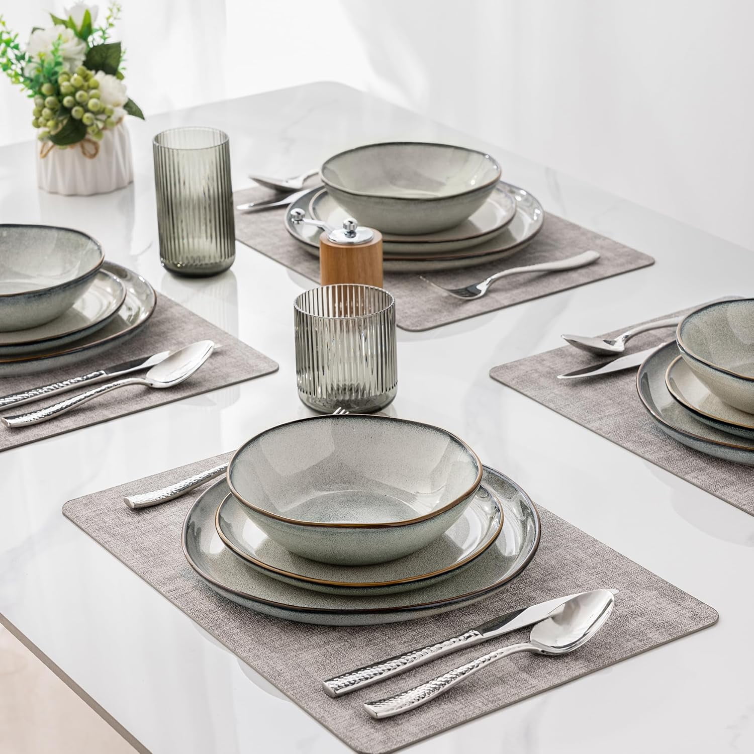 Ceramic Dinnerware Sets,Handmade Reactive Glaze Plates and Bowls Sets ...