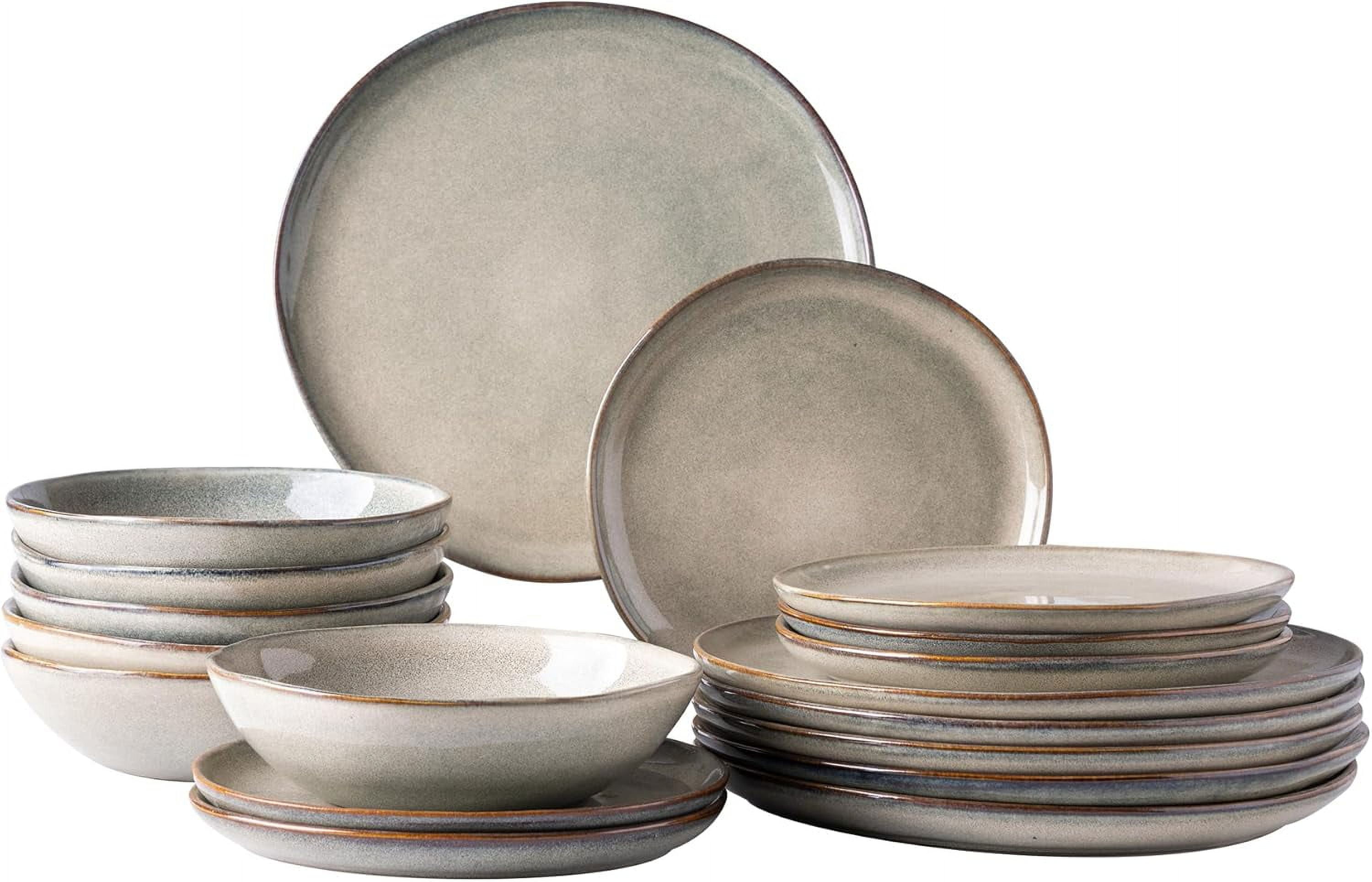 Ceramic Dinnerware Sets,Handmade Reactive Glaze Plates and Bowls Set ...