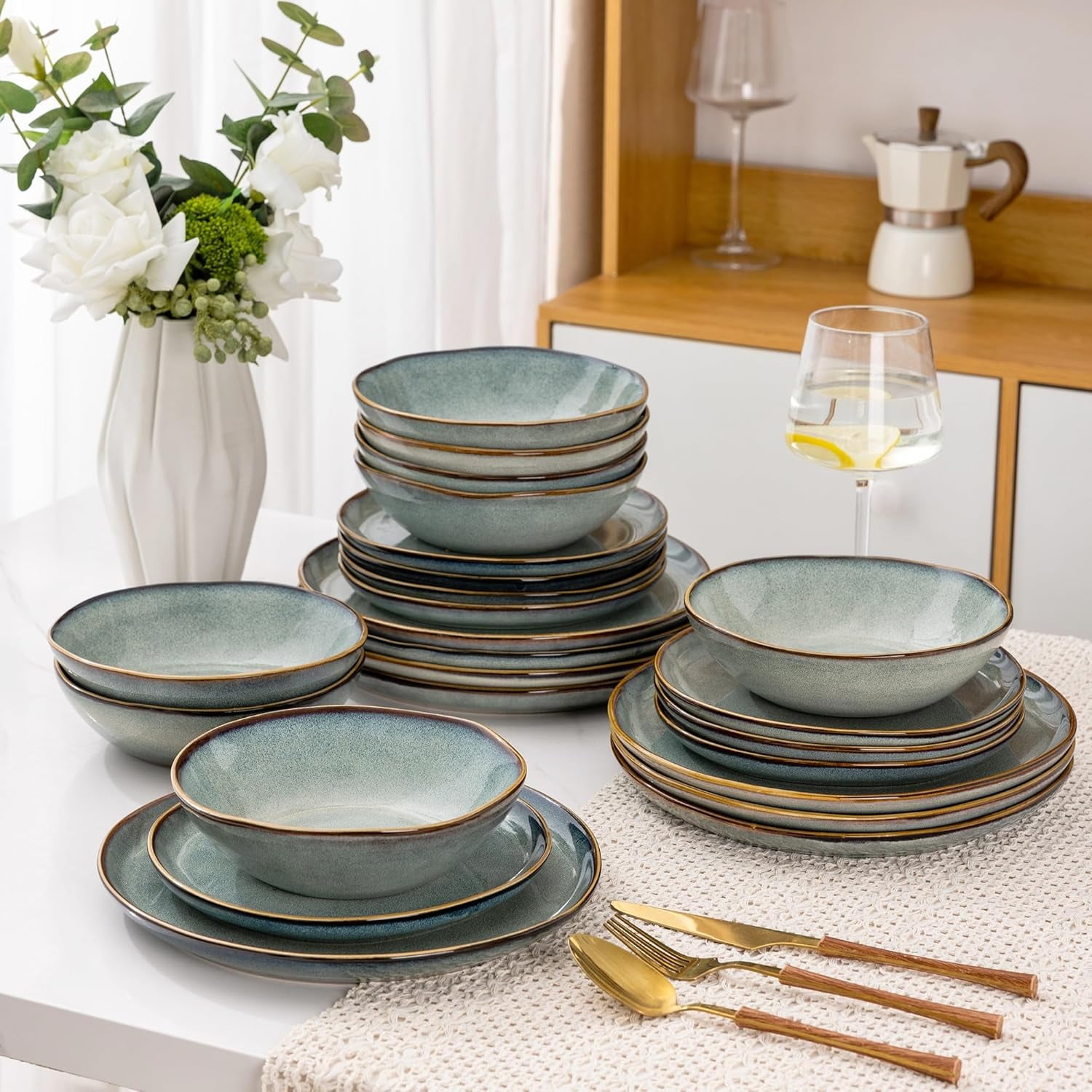 Ceramic Dinnerware Sets,Handmade Reactive Glaze Stoneware Plates and ...
