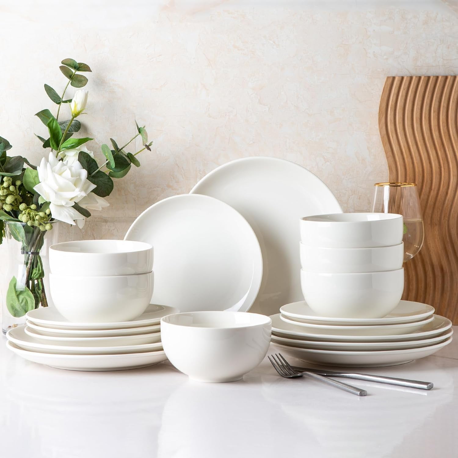 Ceramic Dinnerware Sets,Stoneware Coupe Plates and Bowls Sets,Highly ...