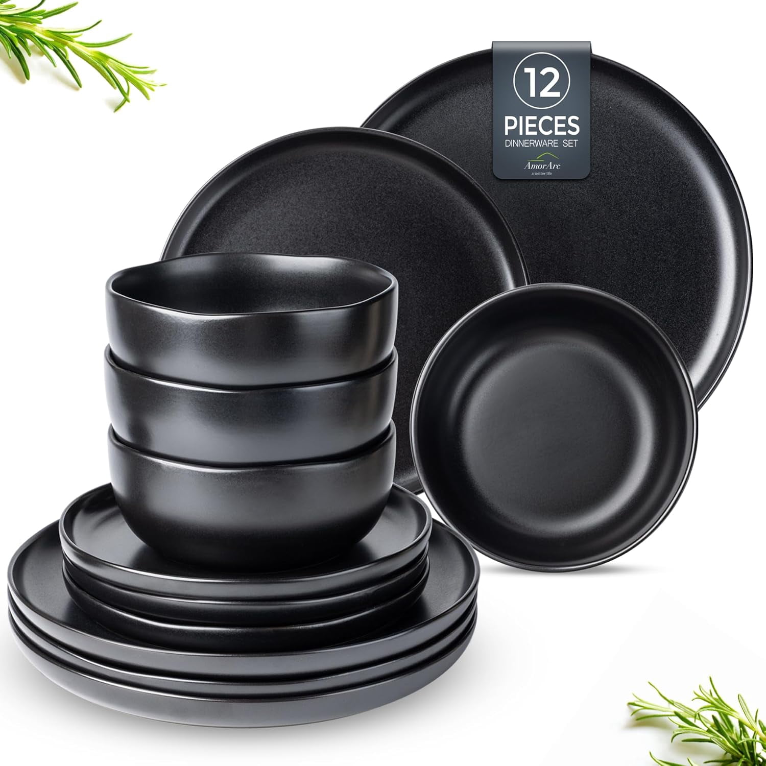 Ceramic Dinnerware Sets, Wavy Rim Stoneware Plates and Bowls Sets ...