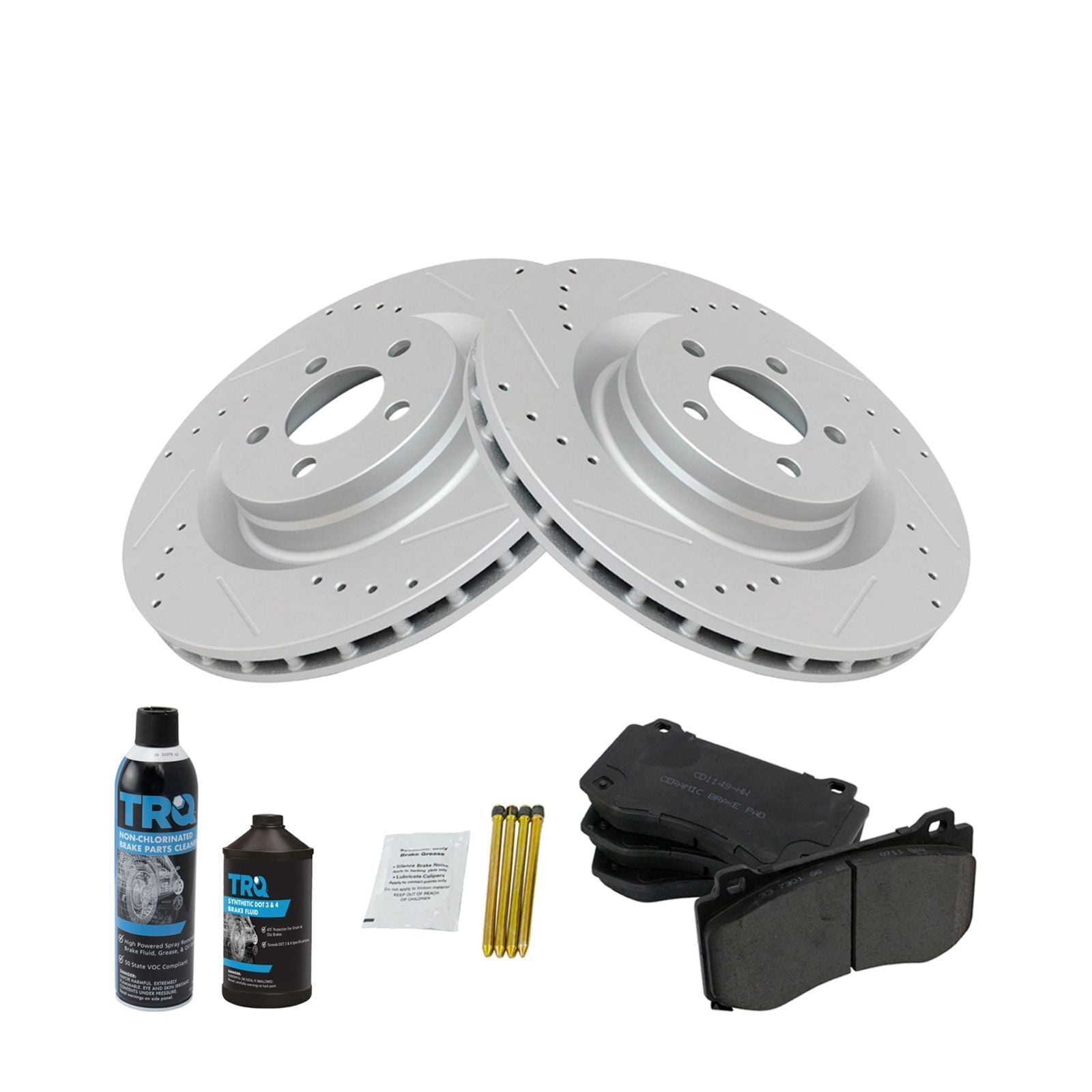 Ceramic Disc Brake Pad + Coated Rotor Kit with Chemicals for Dodge 2006 ...