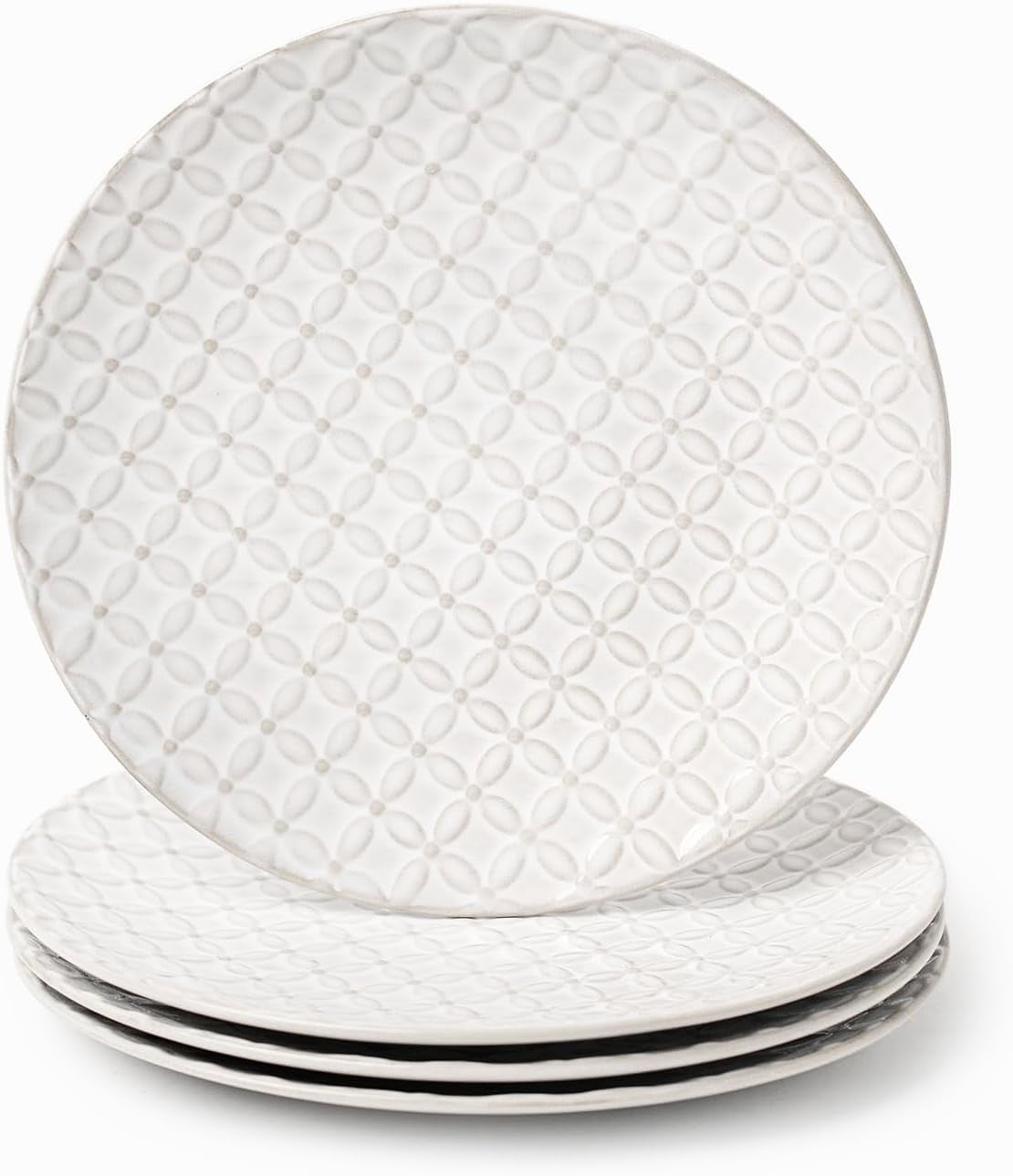 Ceramic Dish Set for 4,Lena Porcelain Dinner Plates,Embossment Round ...