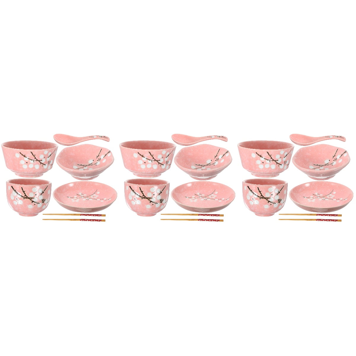 Ceramic Dishes Set,18 Pcs Japanese Style Ceramic Tableware Set ...