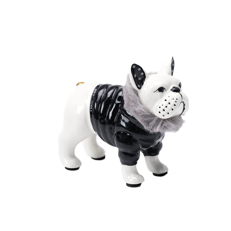 Ceramic Dog Statues，White&Black Modern Small Ceramic Animal Statues ...