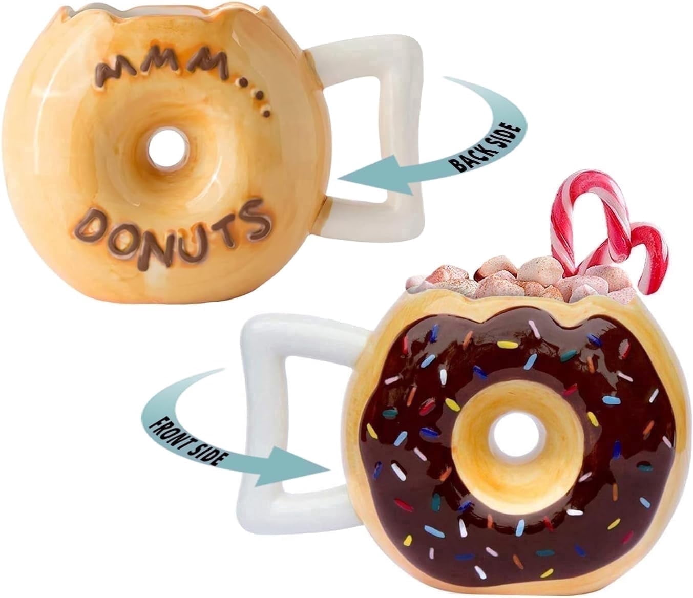 Comfify Ceramic Donut Mug, 14 oz, Chocolate Glaze, Decorative Kitchen ...