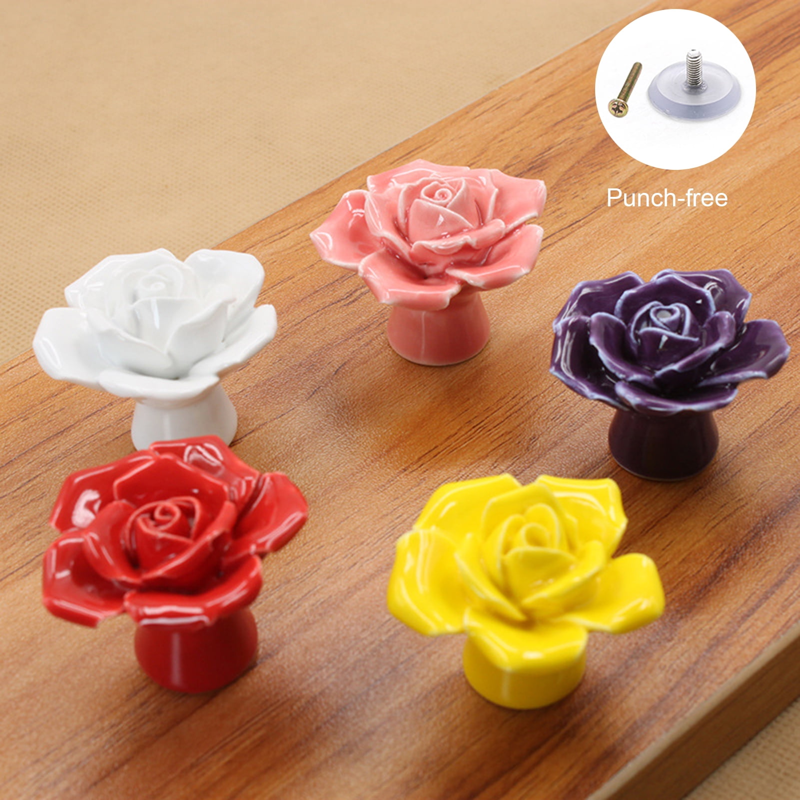 Ceramic Door Knob Rose Shape Corrosion Resistance Elegant Vintage ...