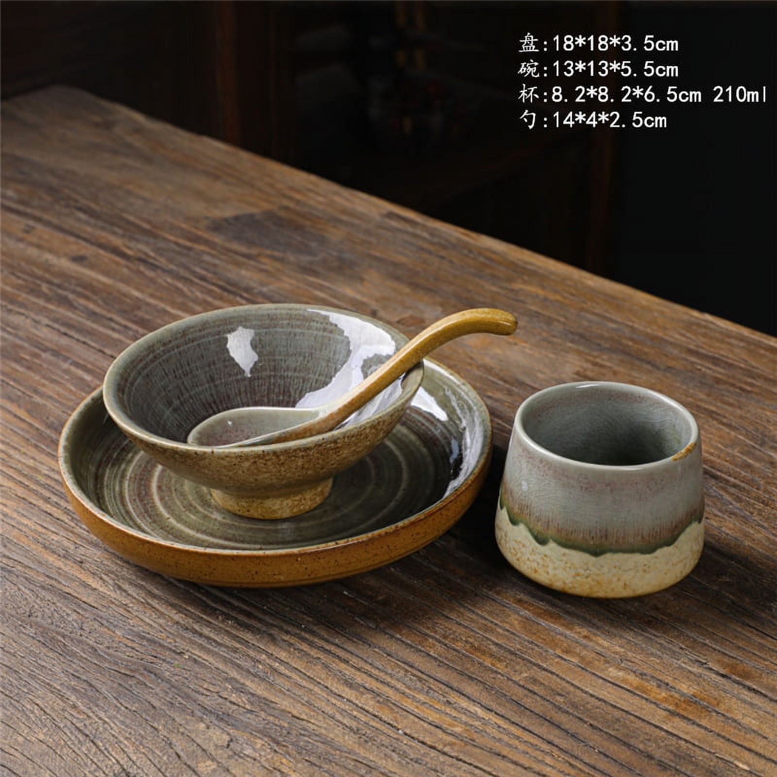 Ceramic Double-eared Plates Japanese Style Dinnerware Set One-Person ...