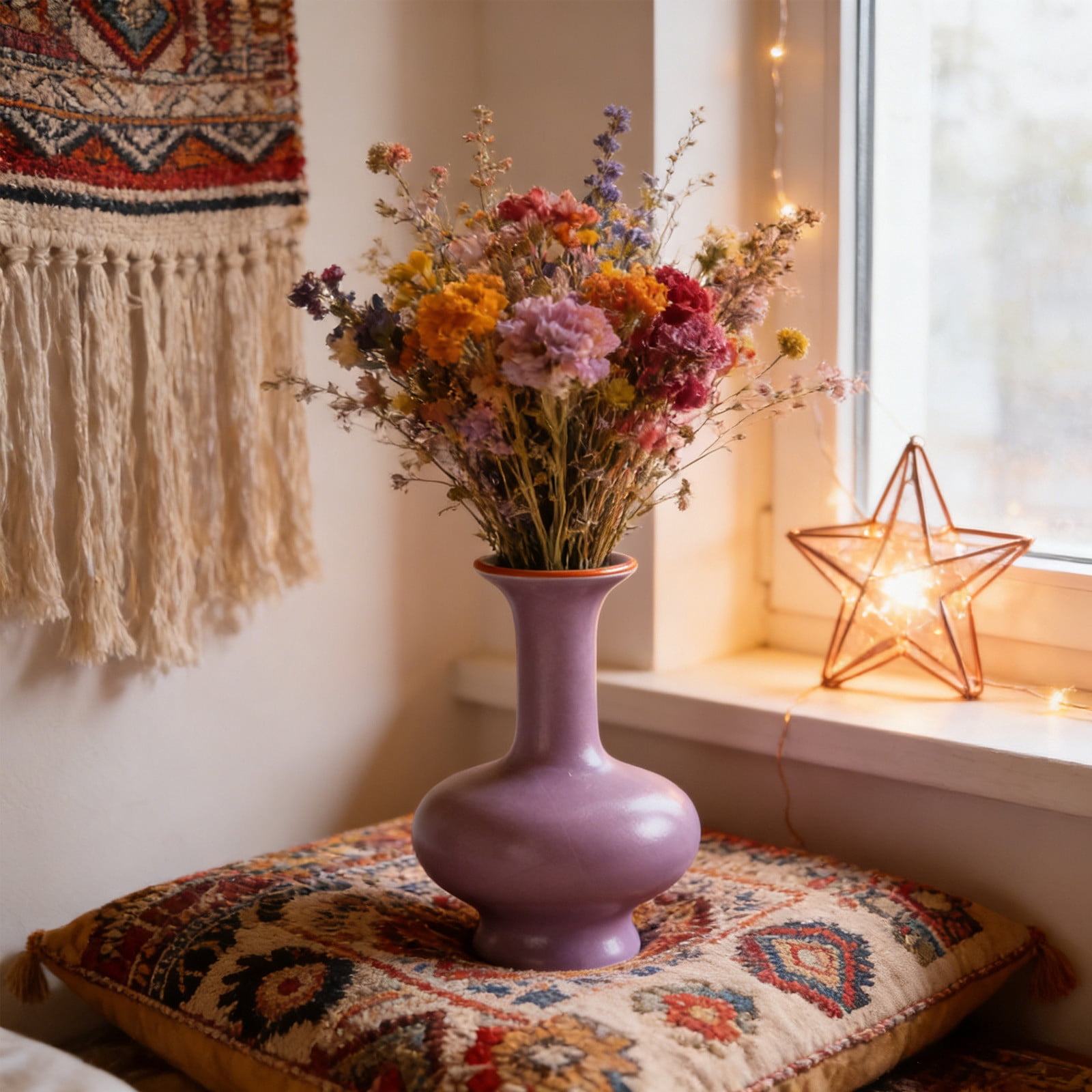 Ceramic Dried Flower Vase 2.6 x 4.1 Inch, Slender Neck Handicraft Decor ...