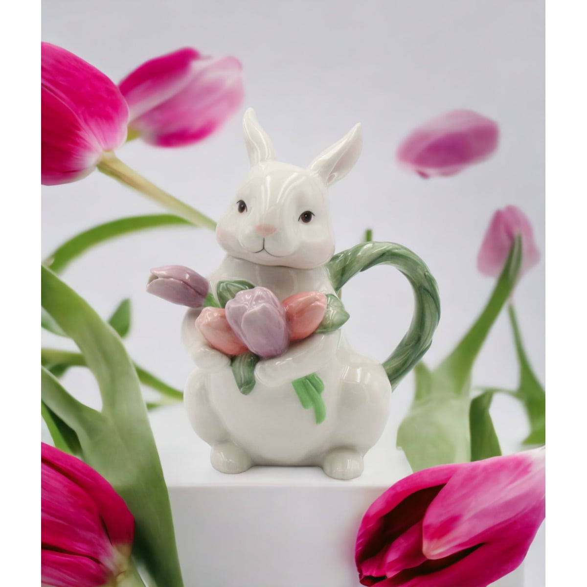 Ceramic Easter Rabbit Teapot 16 oz Tulip Flowers - Walmart.com