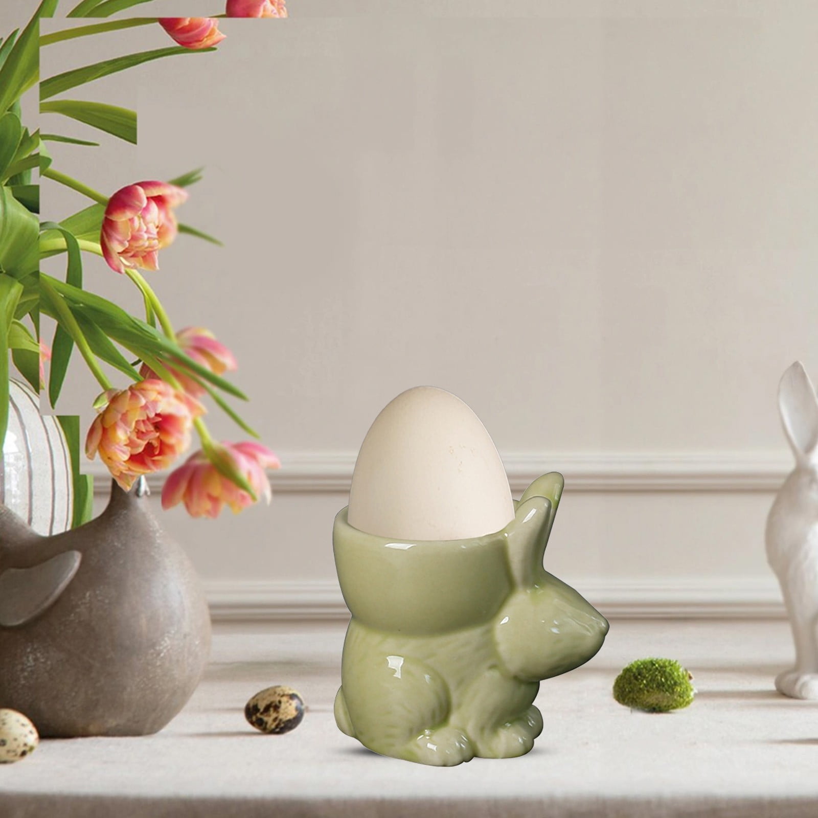 Ceramic Egg Cup,Rabbit Egg Cup Creative Ceramic Bunny Egg Cup Holder ...