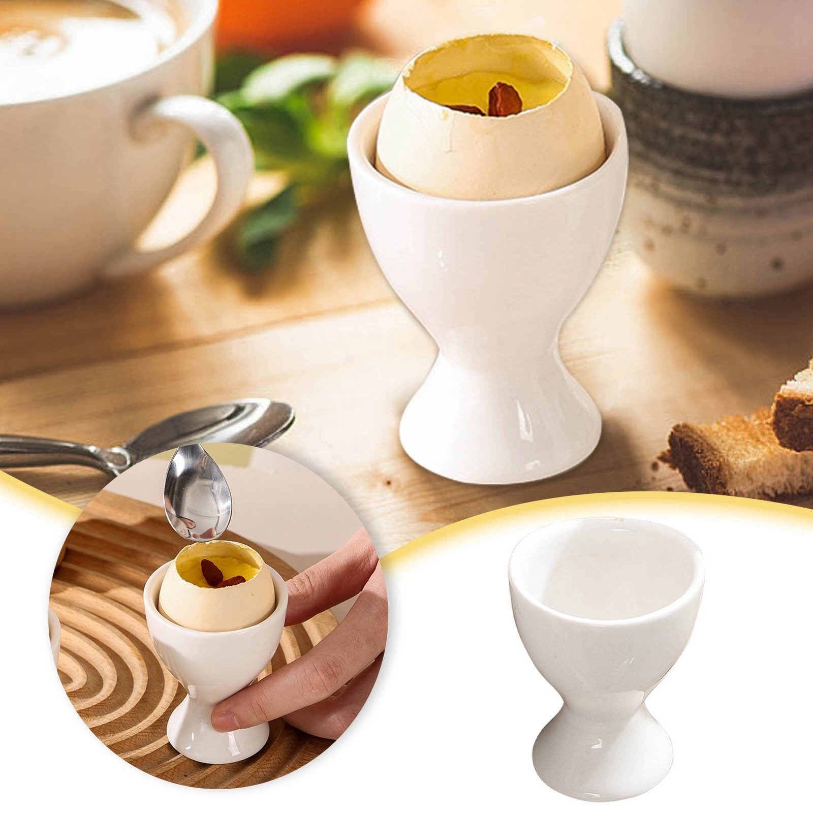 Ceramic Egg Cups Egg Stand Holders for Soft Hard Boiled Eggs, Easy to ...