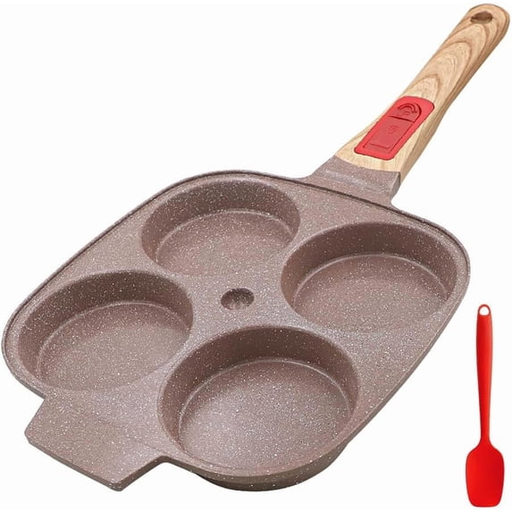 Ceramic Egg Frying Pan, Nonstick 4 Cup Fried Egg Pan with Detachable ...