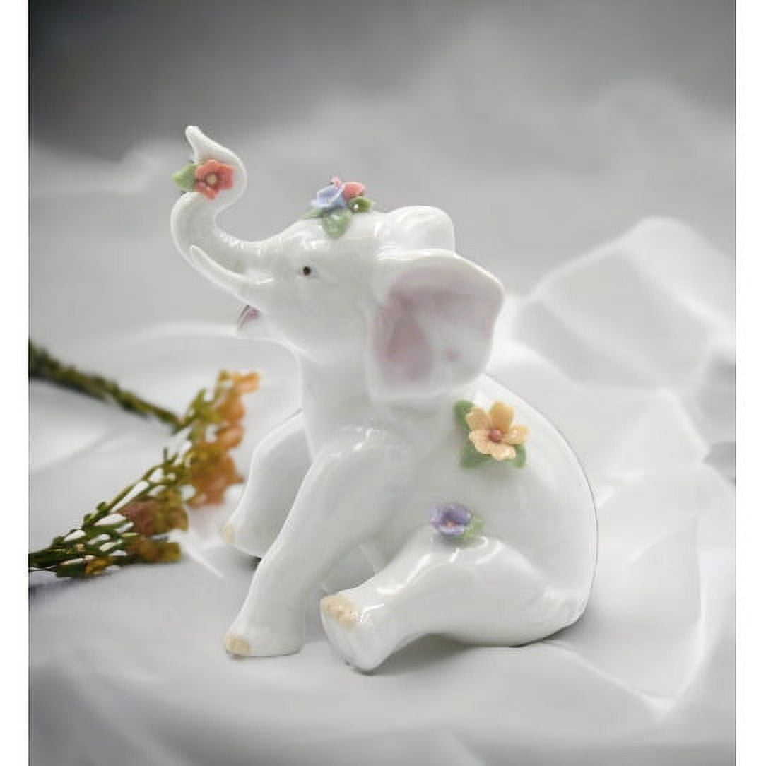 Ceramic Elephant Figurine 5 1/8" Floral Vanity Wedding - Walmart.com