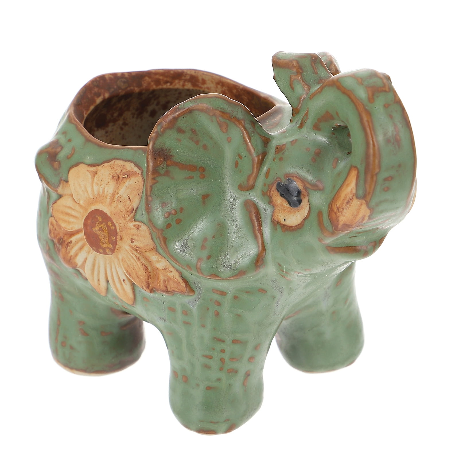 Breathable Flower Ceramic Pot Elephant Planter Pots Succulent Terrarium ...