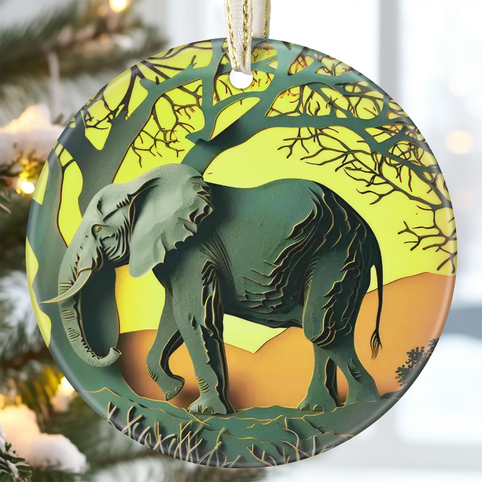 Ceramic Elephant Ornaments for Christmas Tree, Christmas Ornament ...
