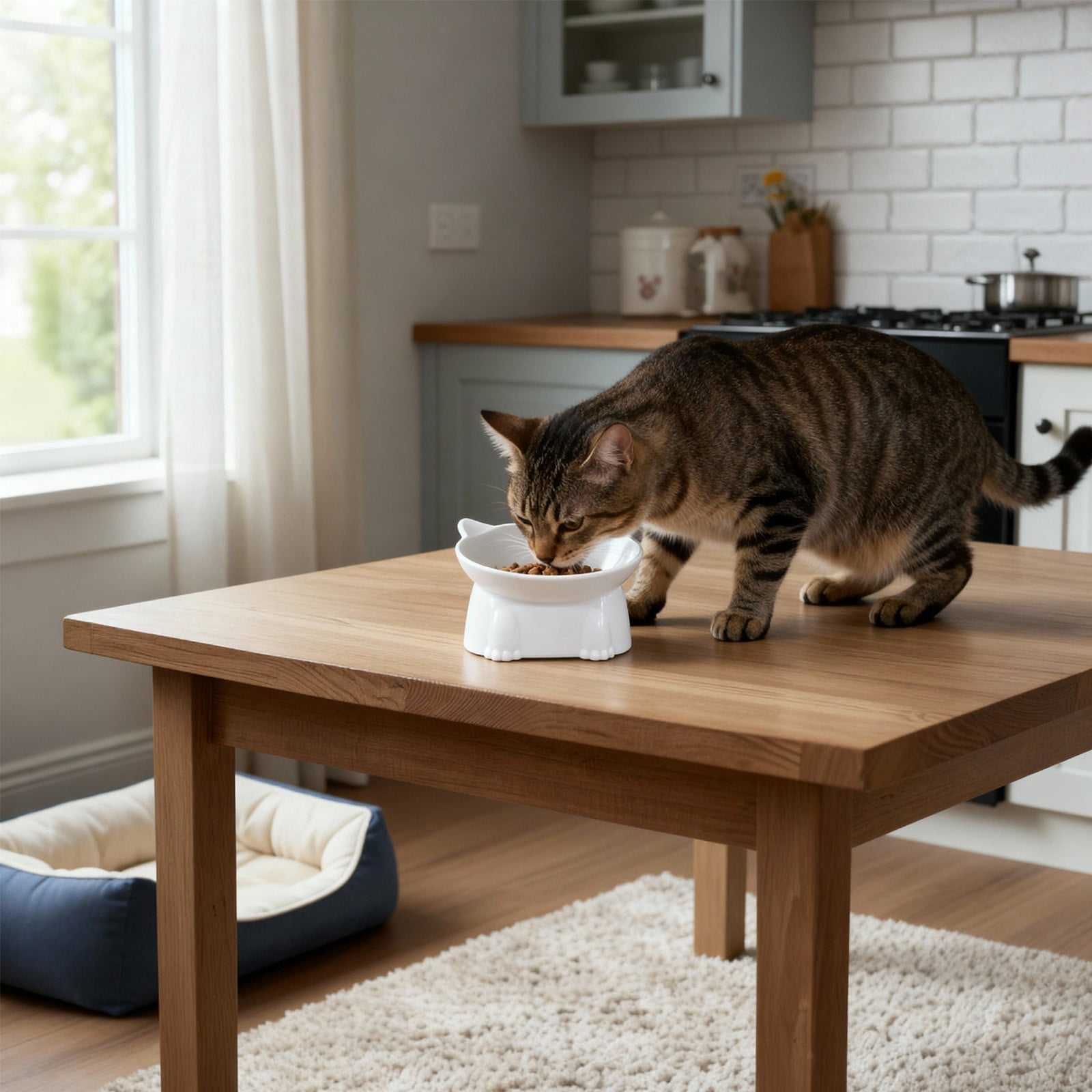 Ceramic Elevated Cat Bowls-Water Bowl,Raised Tilted Cats Food Dish, Non ...