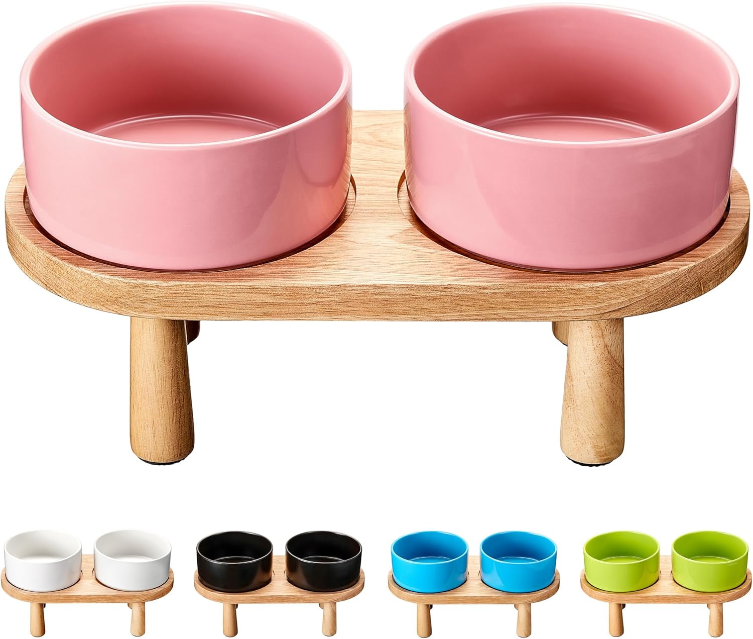 Ceramic Elevated Dog Bowls, Pet Food and Water Bowl Set for Medium and ...