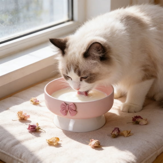 Ceramic Elevated Dog Cat Bowl Neck Friendly Non Spill Pet Food Water ...