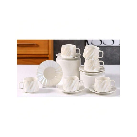 Ceramic Espresso Cups With Saucers, Small 3.2 Oz Porcelain Demitasse ...