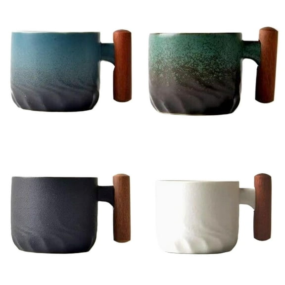 Ceramic Espresso Cups with Wooden Handle Espresso Shot Cups Ceramic Tea ...