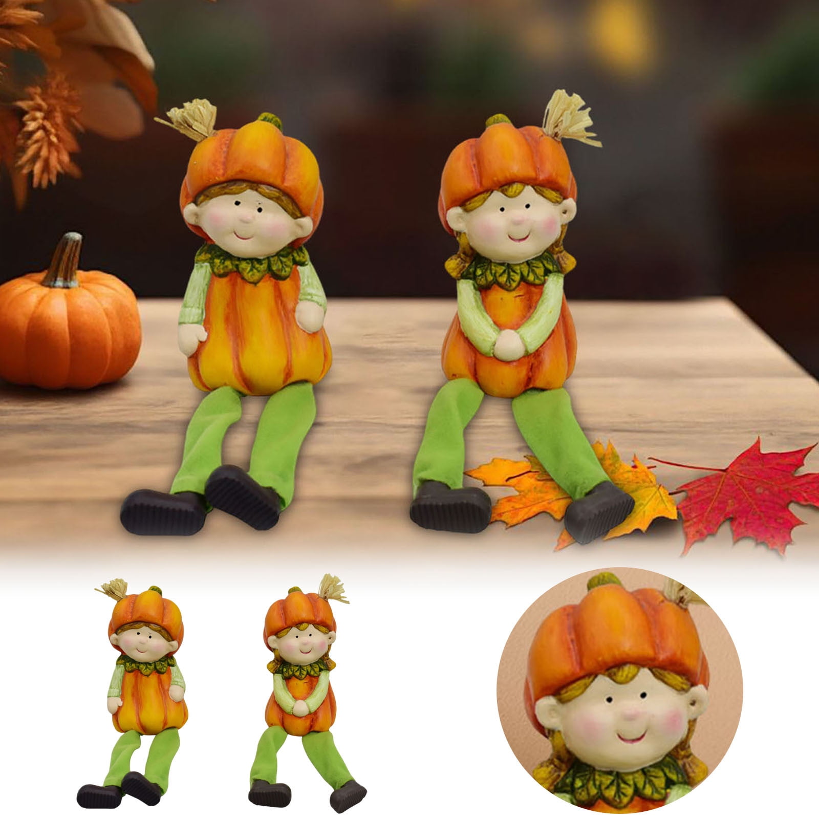 Ceramic Fall Harvest Boy and Girl, Thanksgiving Figurines Set of 2 ...