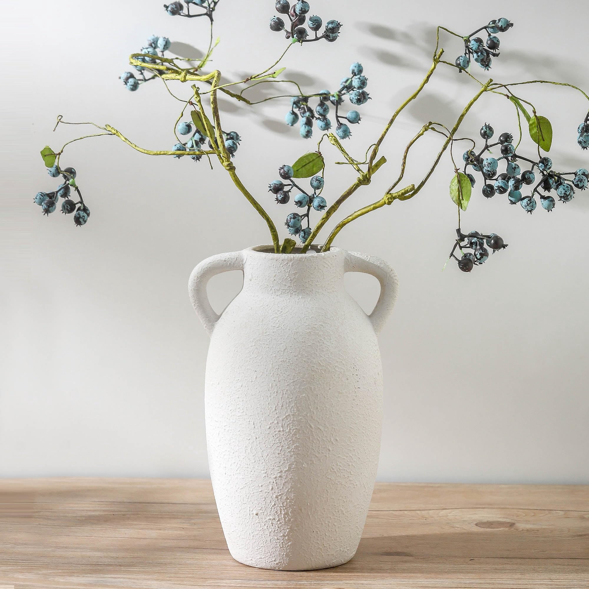 Ceramic Farmhouse Vase 110-2-9.6in With 2 Handles Boho Home Decor ...