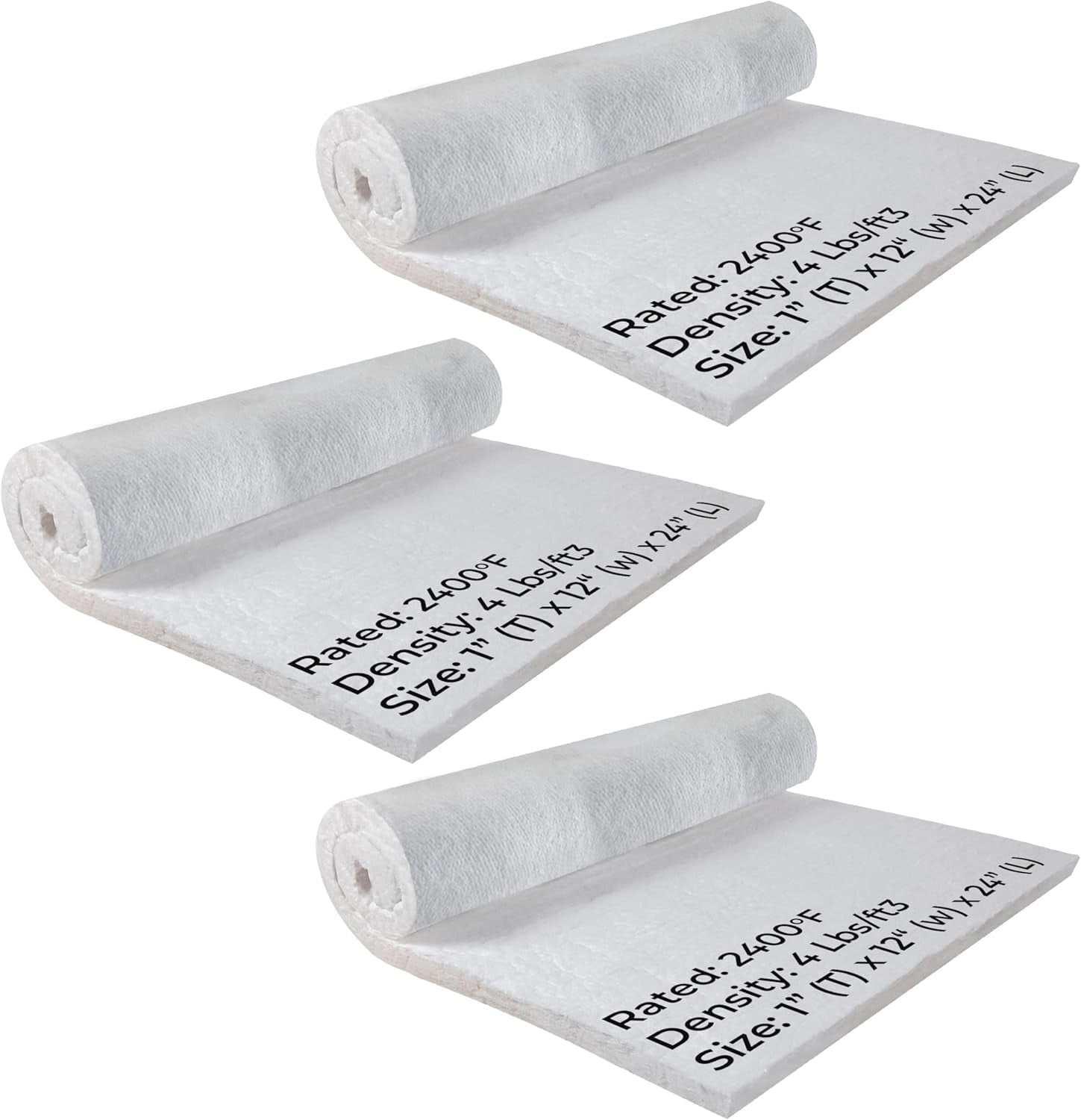Ceramic Fiber Insulation Blanket, 4# Density 2400F, 1" x 12"x 24 ...