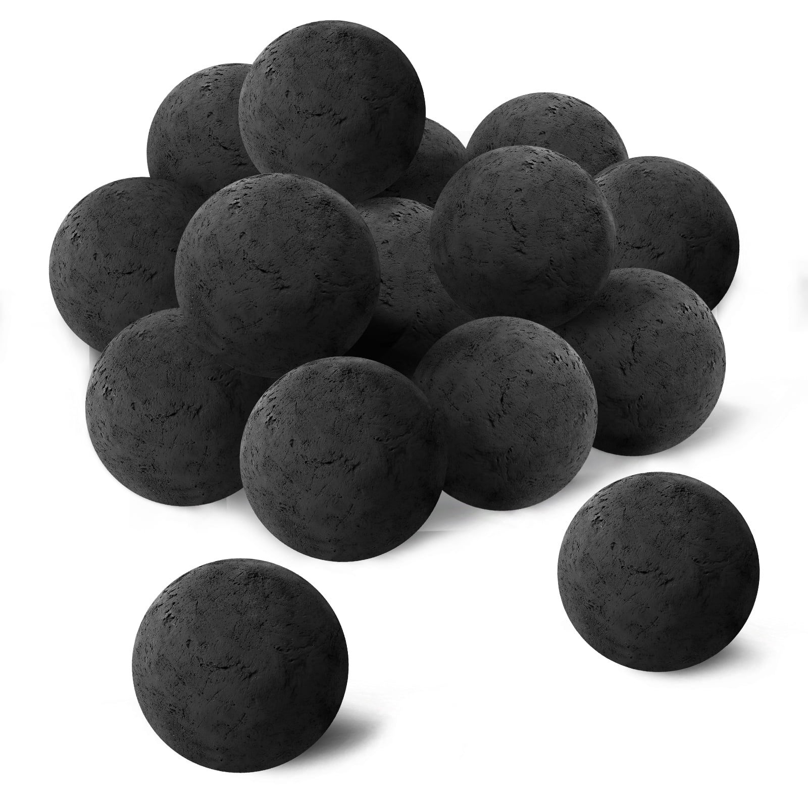 Ceramic Fire Balls, 3in Set of 15 Black Round Fire Stones for Outdoors ...