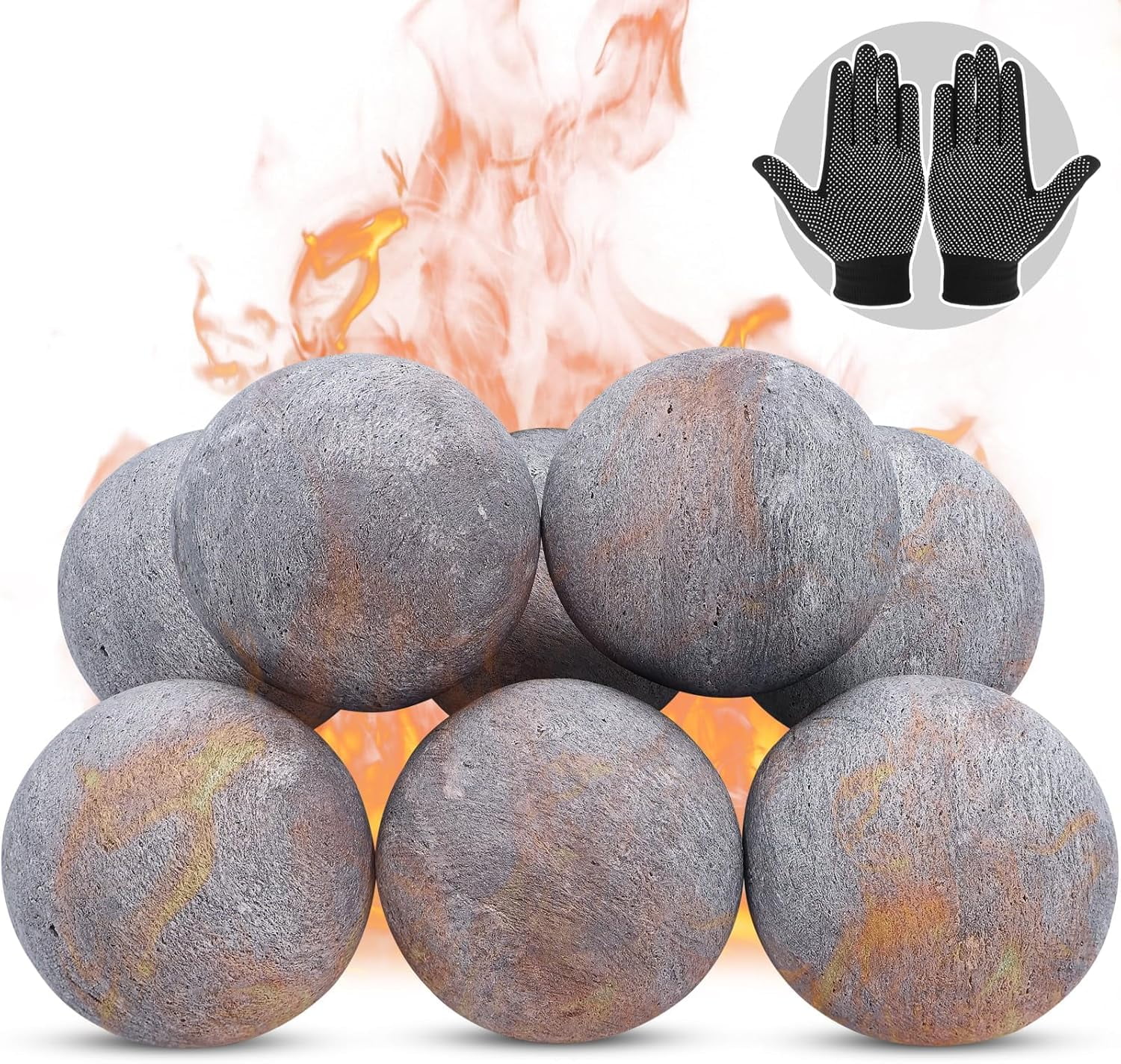 Ceramic Fire Balls for Gas Fireplace, Fireplace Balls for Indoor ...