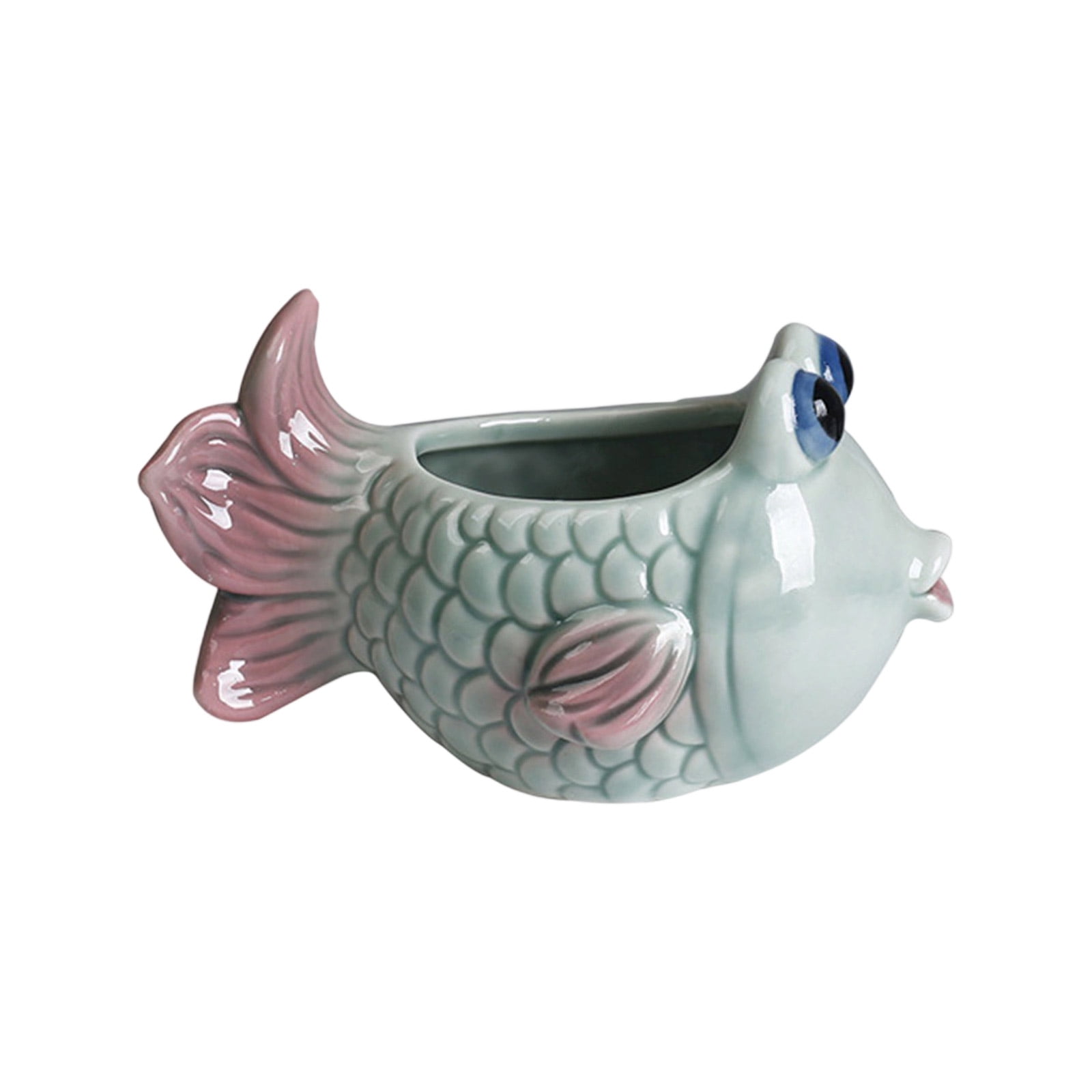 Ceramic Fish Planter, Desktop Cactus Container Indoor Garden Decor Home ...