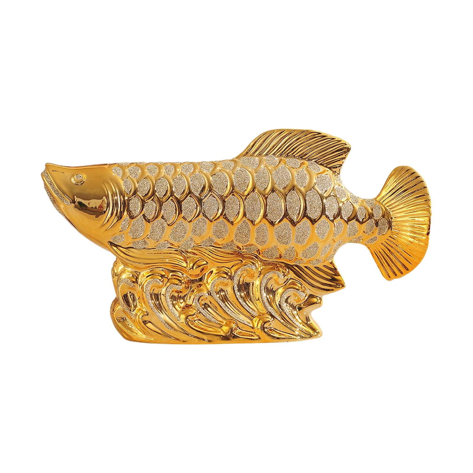 Ceramic Fish Statue Porcelain Figurine Sculpture Ornament for Office ...