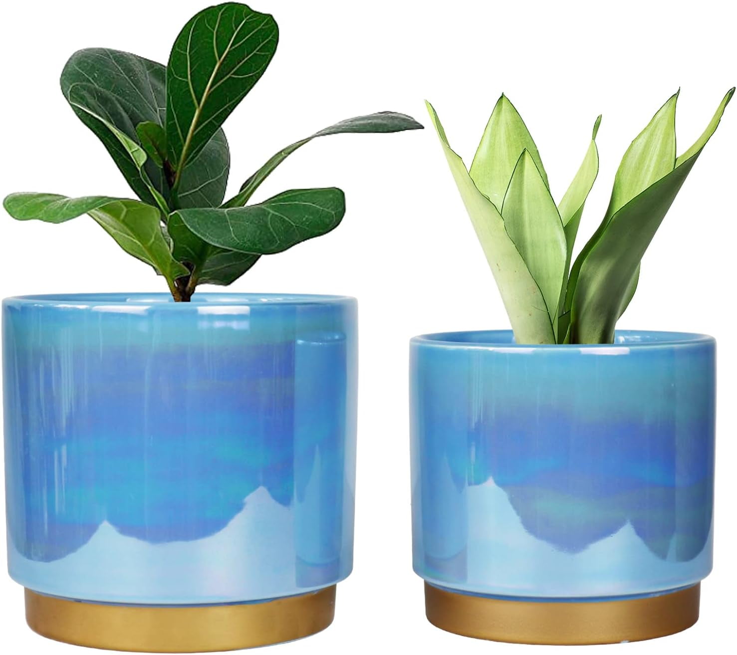 Ceramic Flower Plants Pots Planter with Drainage Hole, 6.0 inch+5.0 ...