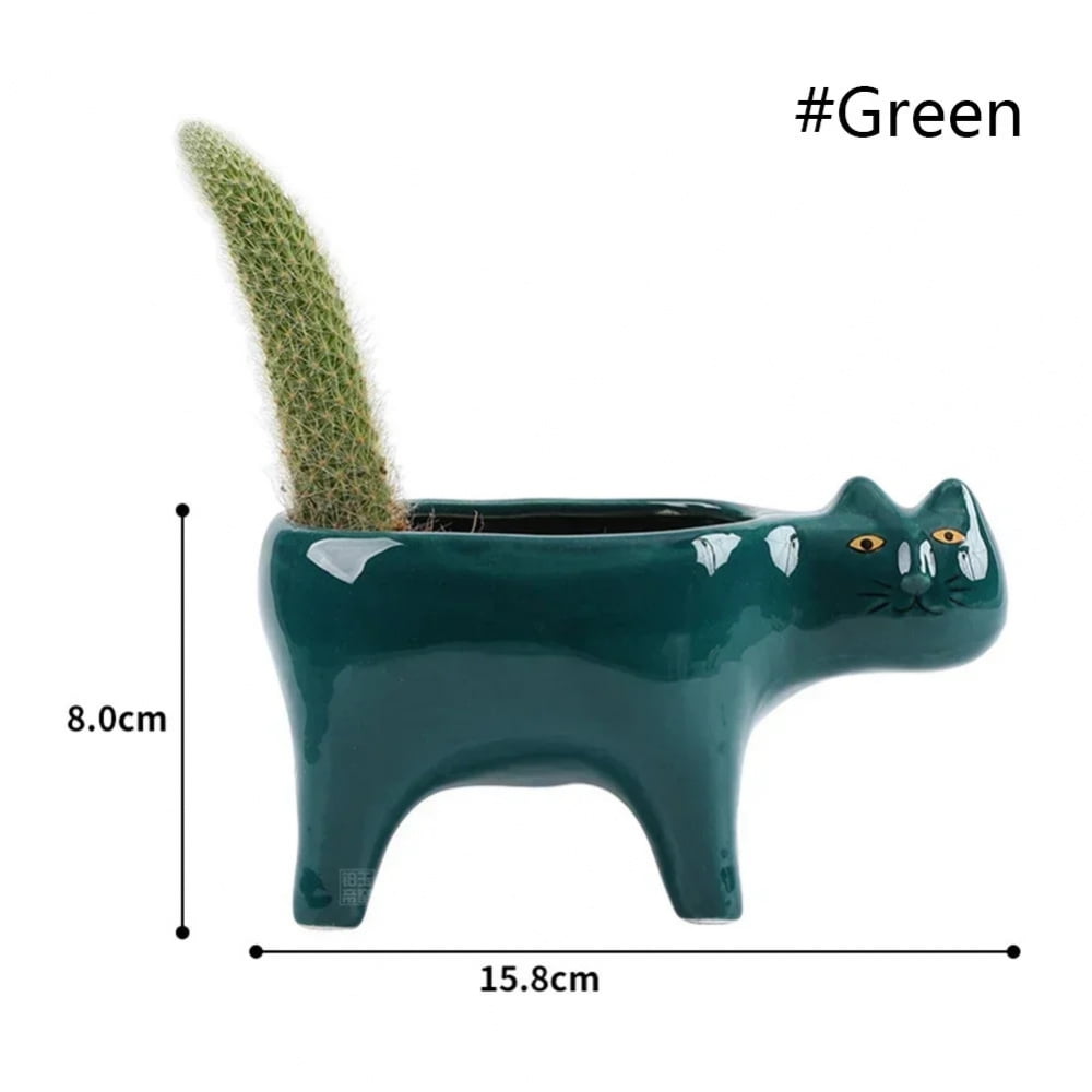 Ceramic Flower Pot Cute Cat Shape Garden Pots With Cat Scarf Succulent ...