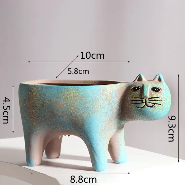 Ceramic Flower Pot Cute Cat Succulent Plant Pots Vase Simulation Animal ...