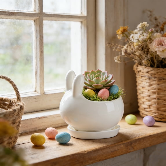 Ceramic Flower Pot Mini Thumb-sized Planter Desktop Bedroom Decoration ...