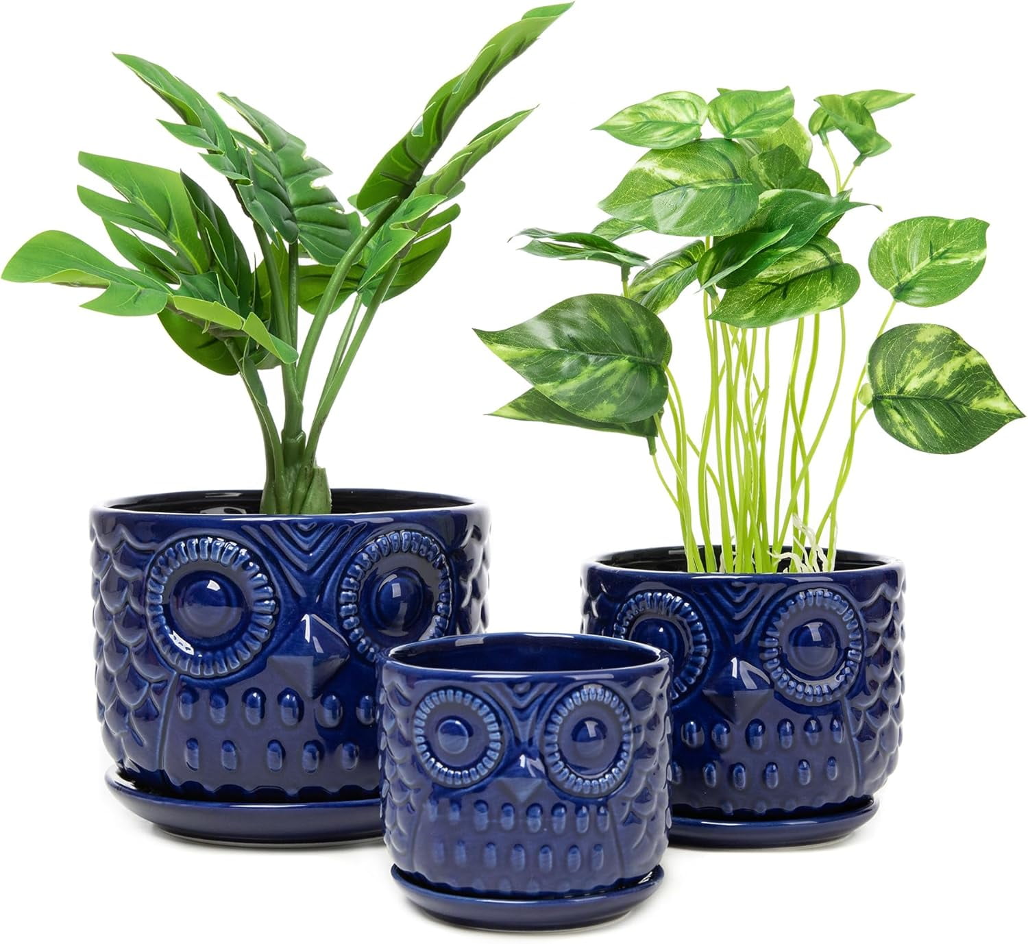 Ceramic Flower Pots, Ceramic Planters with Drainage Hole and Saucer ...