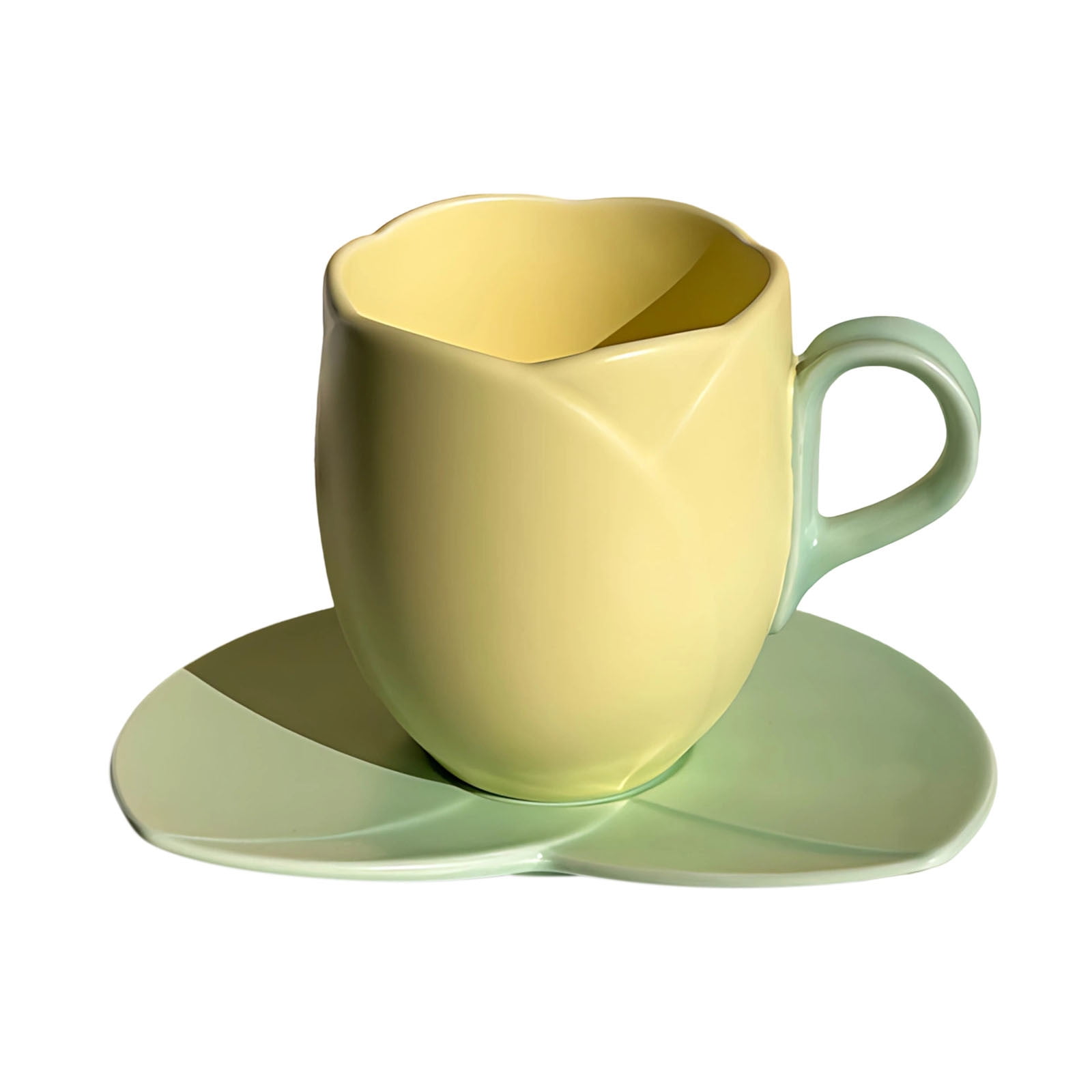 Ceramic Flower Tea Cup Set, Heat-Resistant Coffee Mug with Saucer ...
