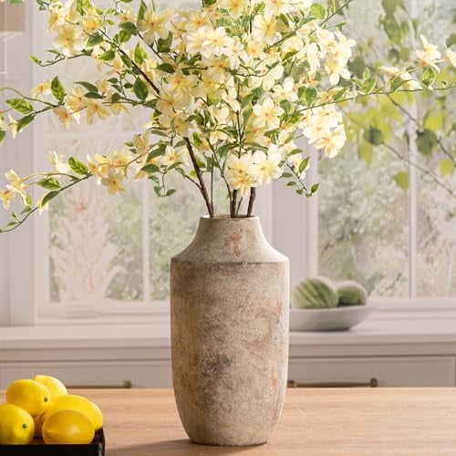 Ceramic Flower Vase, 12.5 inch Tall Off-White Vase, Large Decorative ...
