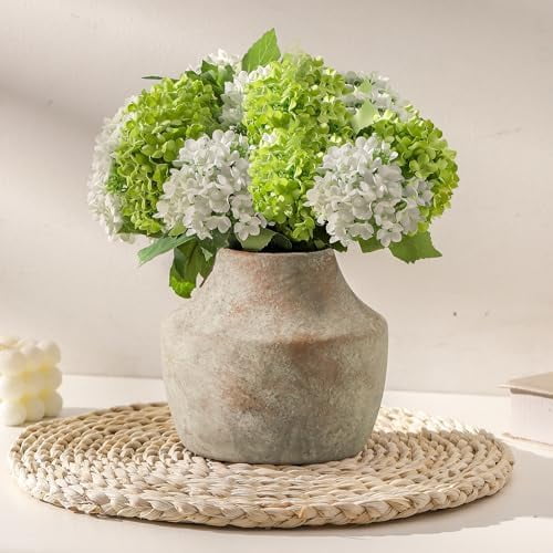 Ceramic Flower Vase, 5.3 inch Pottery Farmhouse Rustic Vase ...