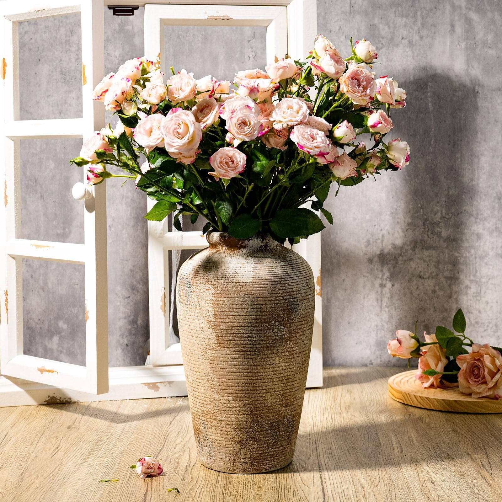 Ceramic Flower Vase Gray-11" Rustic Boho Home Decor - Walmart.com