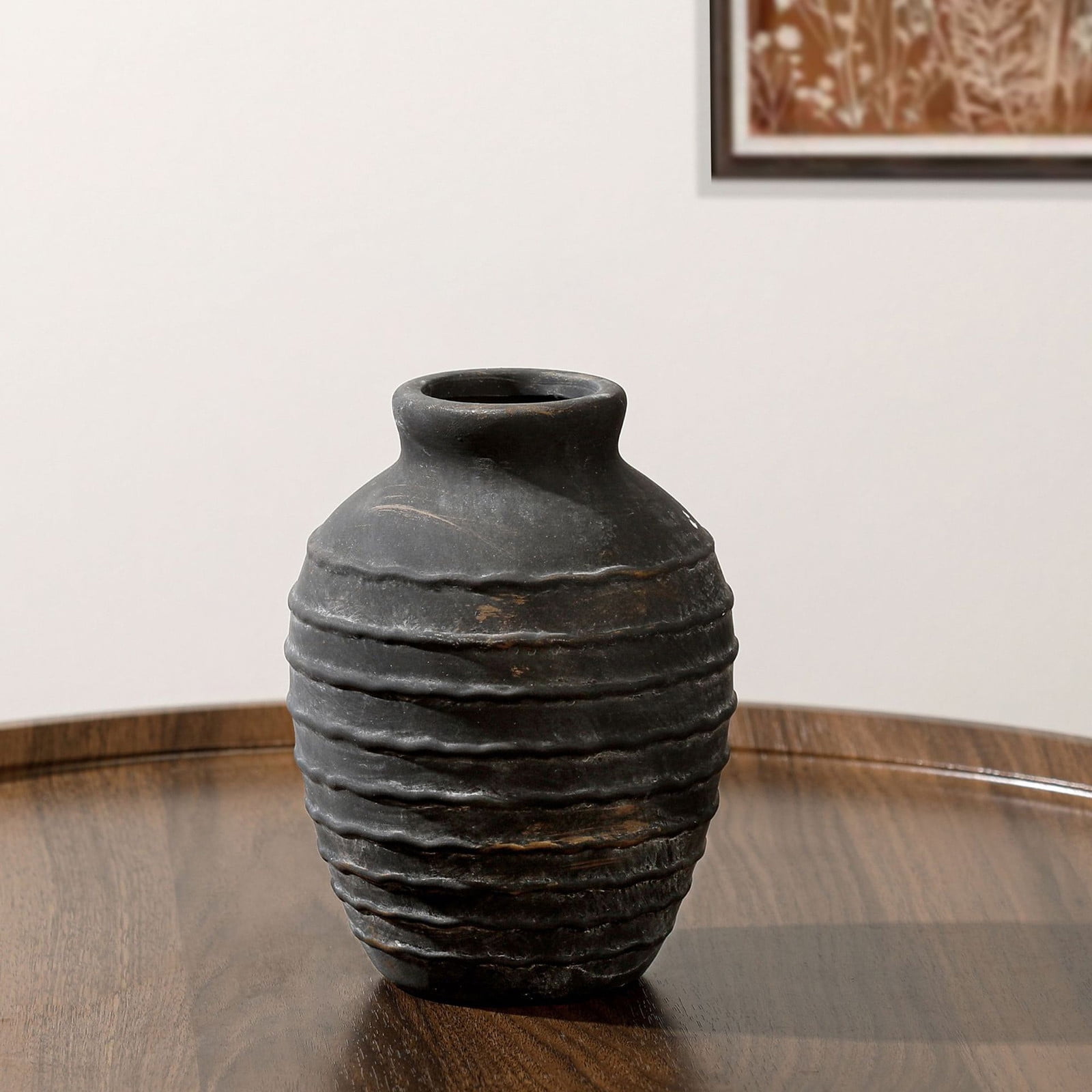 Ceramic Flower Vase Home Decor - Farmhouse Table Vases with Handle ...