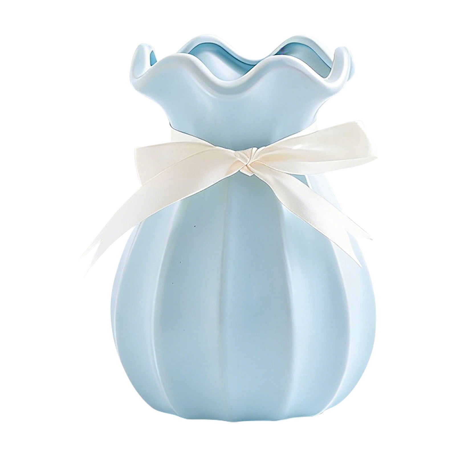 Ceramic Flower Vase, Lucky Bag Shape Vase, 5.9x3.9x3.35 Inch Ribbed ...